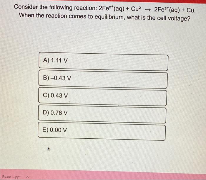 Solved Consider the following reaction: | Chegg.com