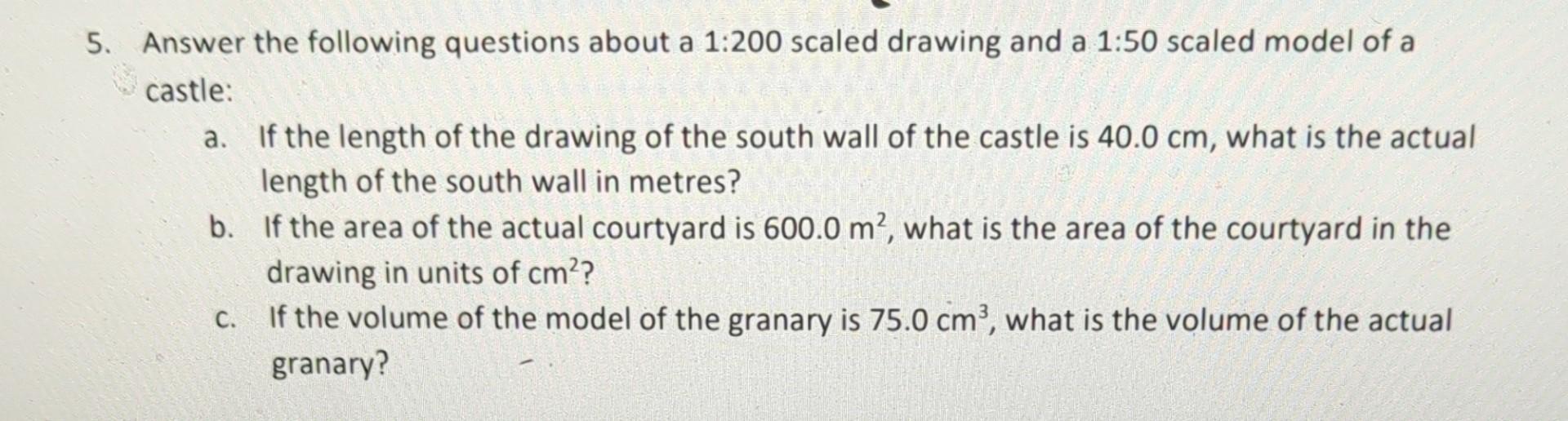 Solved 5. Answer the following questions about a 1:200 | Chegg.com