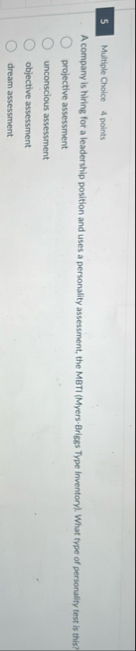 Solved 5Multiple Choice4 ﻿pointsA company is hirine for a | Chegg.com