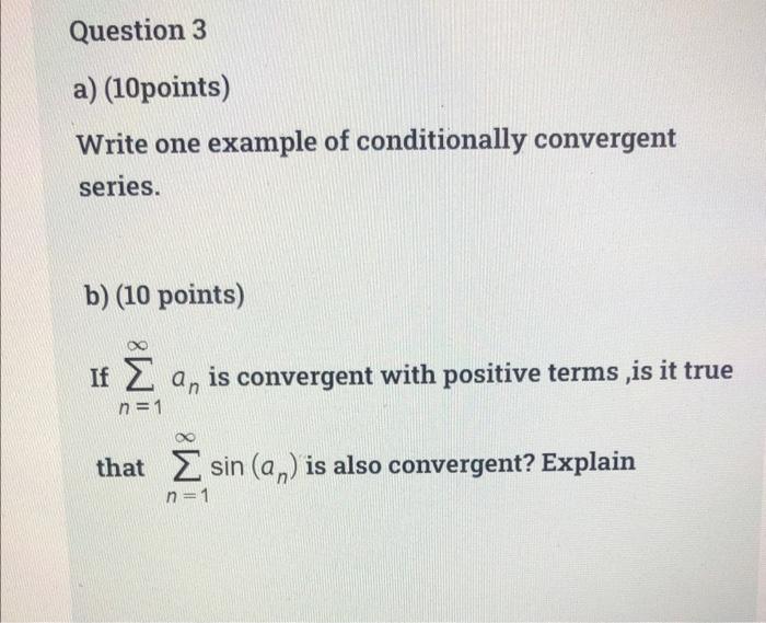 Solved Question 3 a) (10points) Write one example of | Chegg.com Solved Question 3 a) (10points) Write one example of | Chegg.com