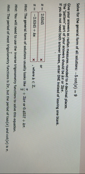 Solve for the general form of all solutions: | Chegg.com
