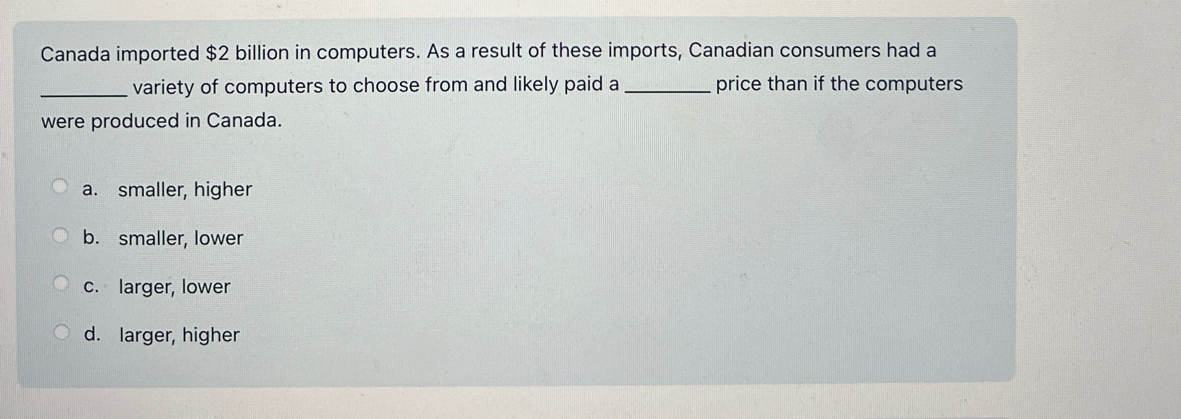 Solved Canada imported $2 ﻿billion in computers. As a result | Chegg.com