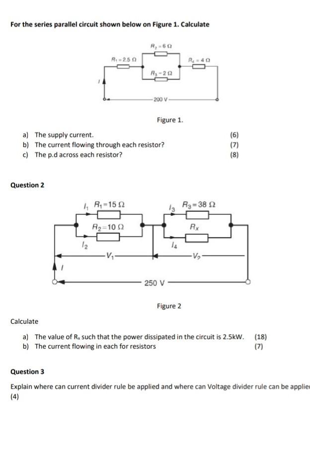 Solved For the series parallel circuit shown below on Figure | Chegg.com