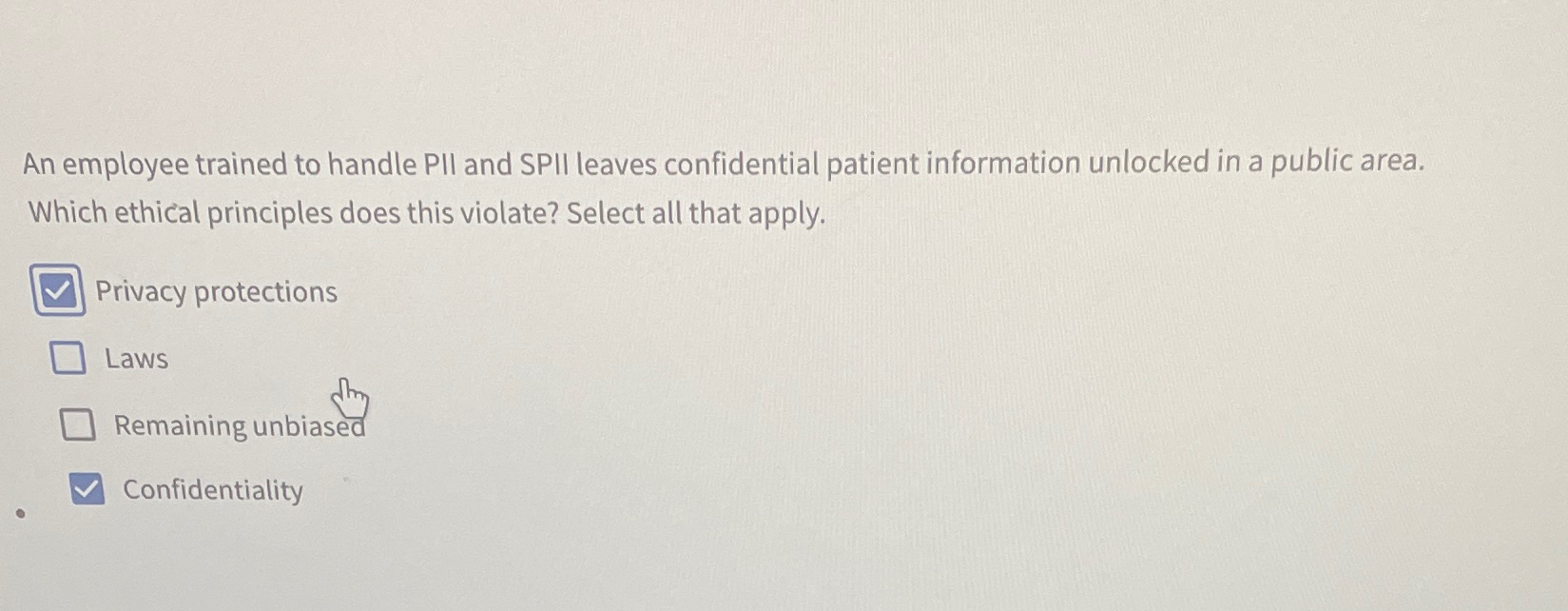 Solved An employee trained to handle PII and SPII leaves | Chegg.com
