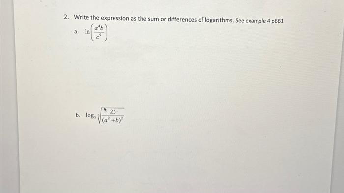 Solved 2. Write the expression as the sum or differences of | Chegg.com