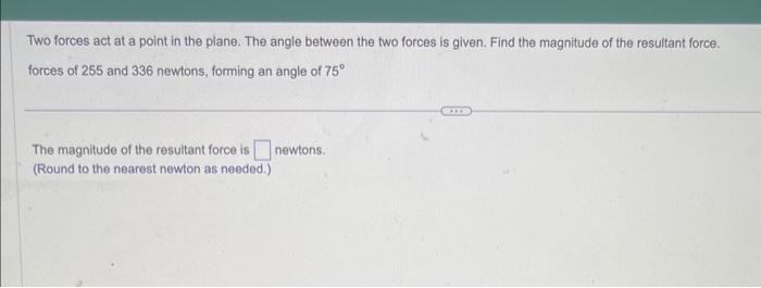 Solved Two Forces Act At A Point In The Plane The Angle