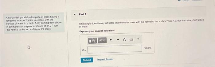 Solved A horizontal parallel-sided plate of glass having a | Chegg.com