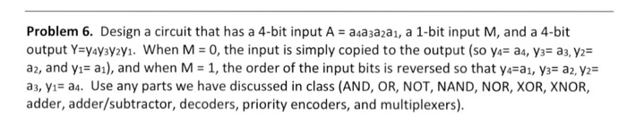 Solved Problem 6 Design A Circuit That Has A 4 Bit Input A