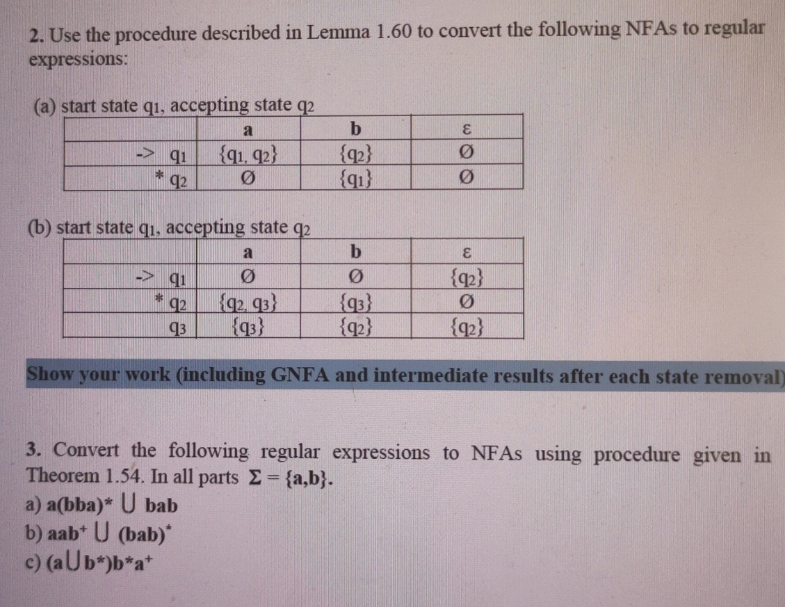 Solved Use the procedure described in Lemma 1.60 ﻿to convert | Chegg.com