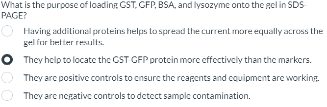 Solved What is the purpose of loading GST, ﻿GFP, ﻿BSA, and | Chegg.com