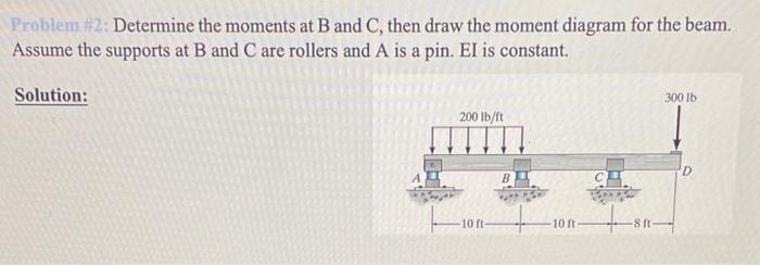 Solved Problem : 2: Determine the moments at B and C, then | Chegg.com