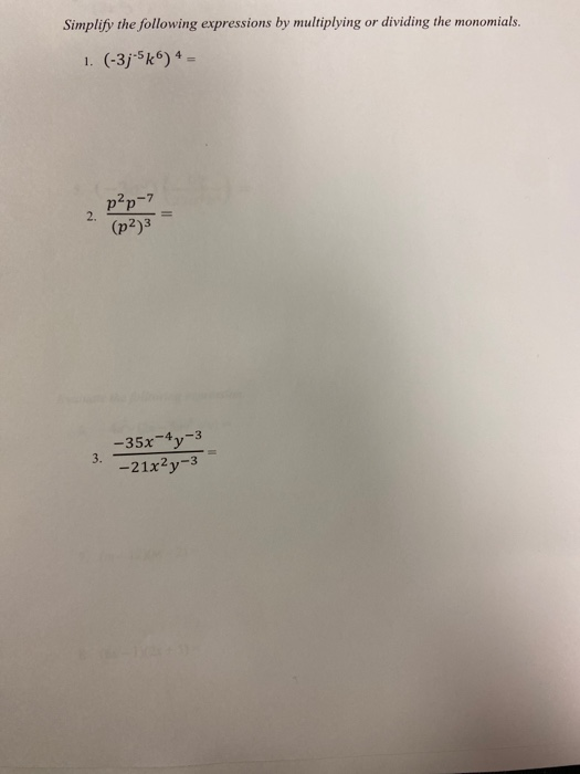 Solved Simplify the following expressions by multiplying or | Chegg.com
