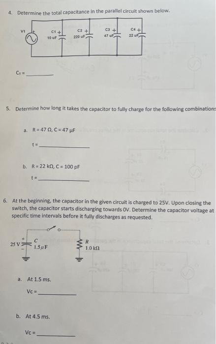 Solved 4. Determine the total capacitance in the parallel | Chegg.com