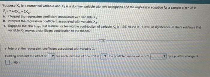 Solved Suppose X1 is a numerical variable and X2 is a dummy | Chegg.com