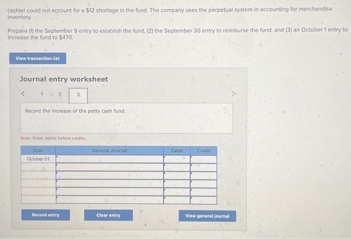 Solved Exercise 6-8 (Algo) Petty cash fund with a shortage | Chegg.com