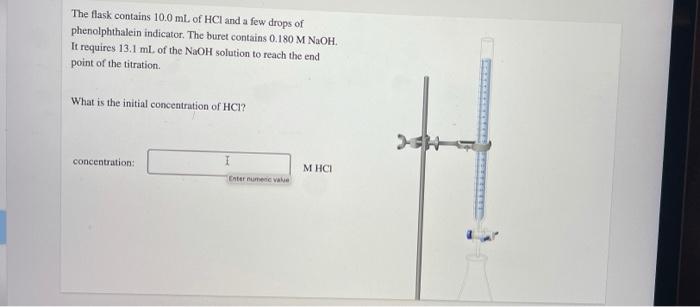 Solved The flask contains 10.0 ml. of HCl and a few drops of | Chegg.com