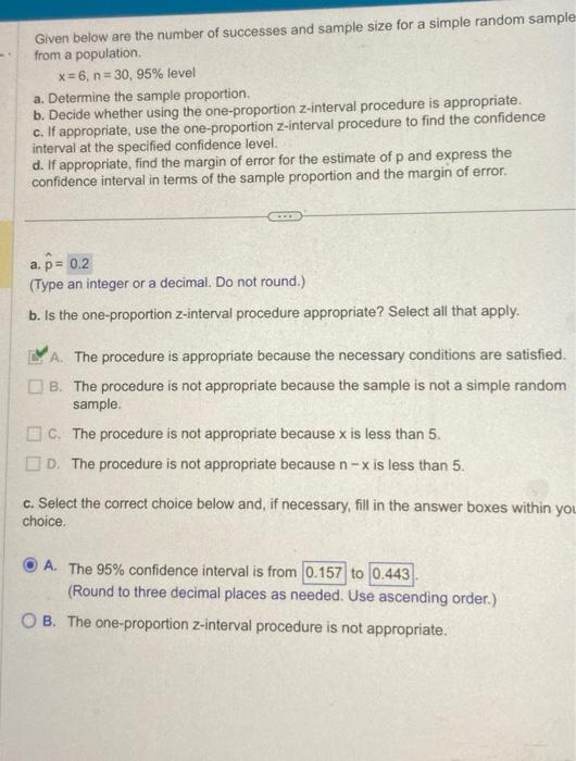 Solved Given below are the number of successes and sample | Chegg.com