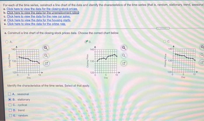 Solved For each of the time series, construct a line chart | Chegg.com