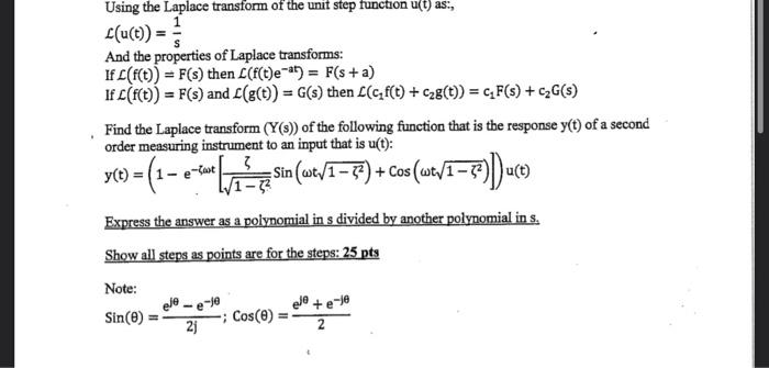 Solved Using the Laplace transform of the unit step function | Chegg.com