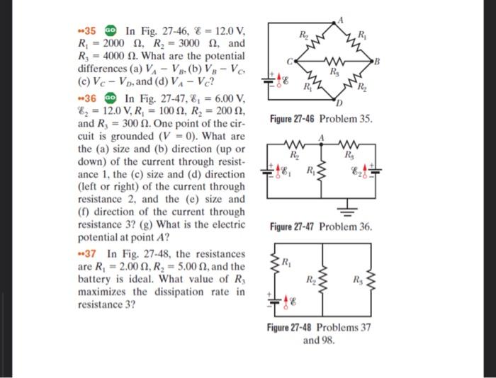Solved ∗35 a0 In Fig. 27-46, 8=12.0 V, R1=2000Ω,R2=3000Ω, | Chegg.com