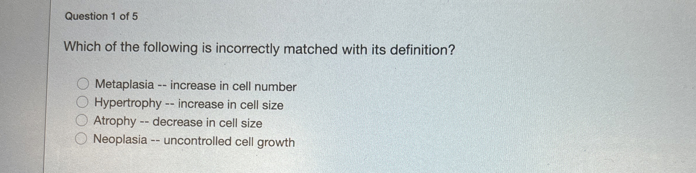 Solved Question 1 ﻿of 5Which of the following is incorrectly | Chegg.com