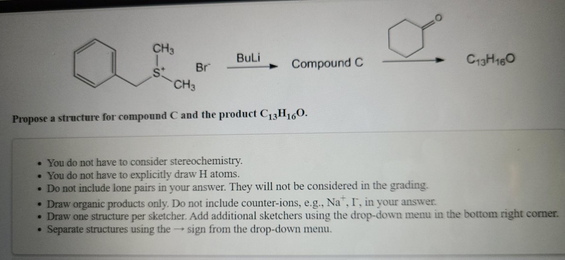 Solved (. Buli CH3 1 st CH3 Compound C C13H160 Br Propose a | Chegg.com