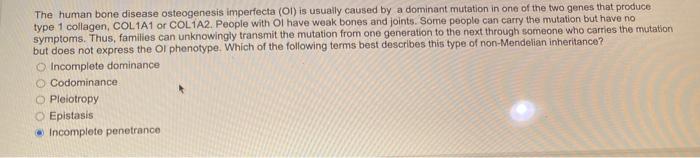 Solved Isnt the answer incomplete penetrance? please explain | Chegg.com