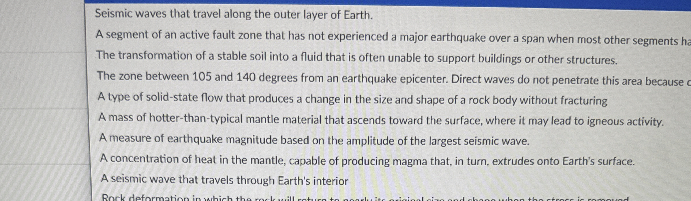 Solved Seismic waves that travel along the outer layer of | Chegg.com