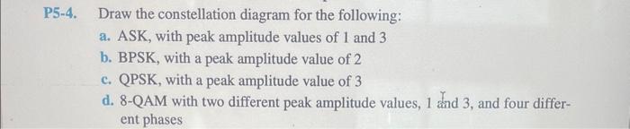 Solved 5-4. Draw the constellation diagram for the | Chegg.com