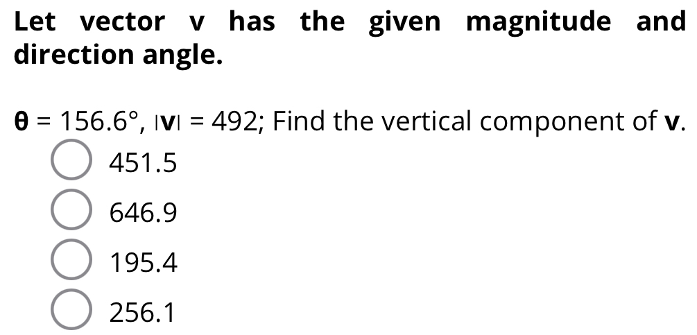 Solved Let vector v ﻿has the given magnitude and direction | Chegg.com