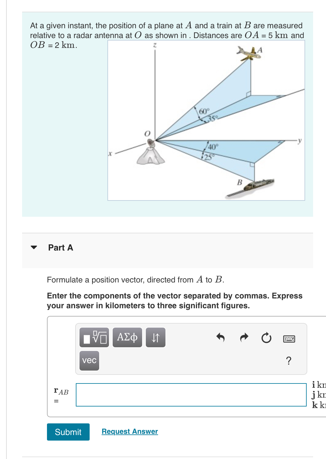 Solved At a given instant, the position of a plane at A and | Chegg.com