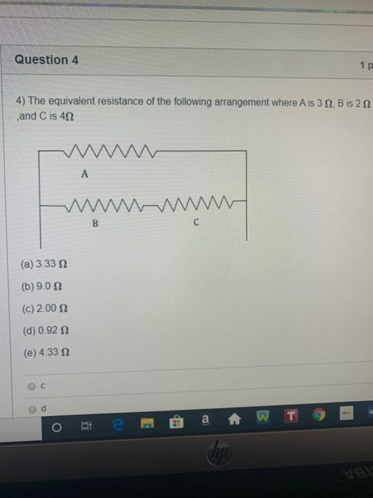 Solved Question 4 4) The equivalent resistance of the | Chegg.com