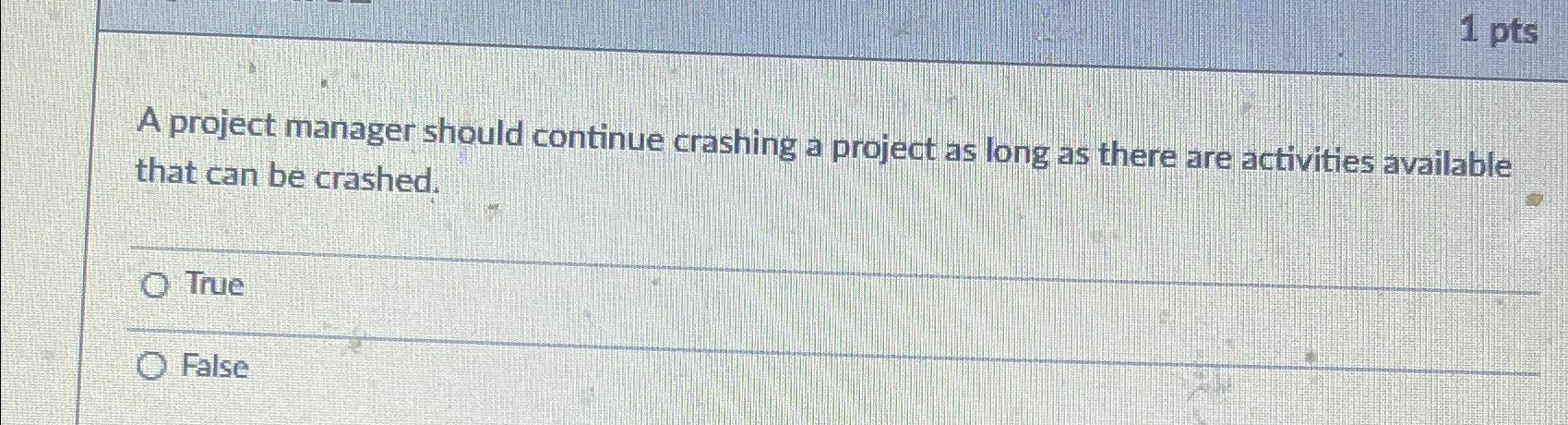 Solved A project manager should continue crashing a project | Chegg.com