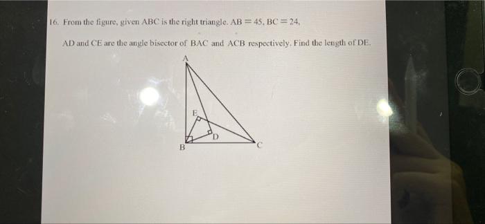 Solved 16. From the figure, given ABC is the right triangle. | Chegg.com