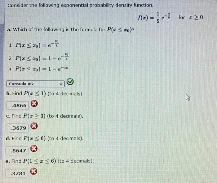 [Solved]: Consider the following exponential probability de