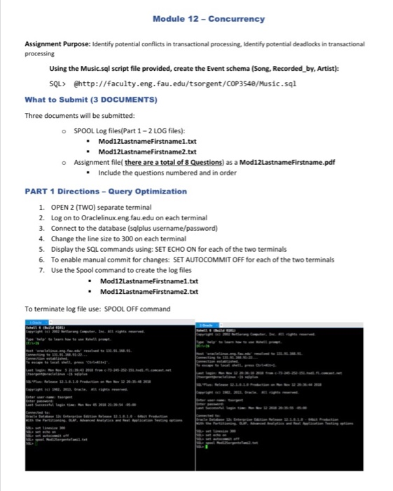 Module 12 - Concurrency Assignment Purpose: Identify | Chegg.com