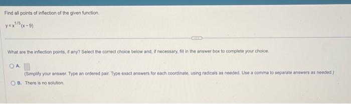 Solved Find all points of inflection of the given function. | Chegg.com