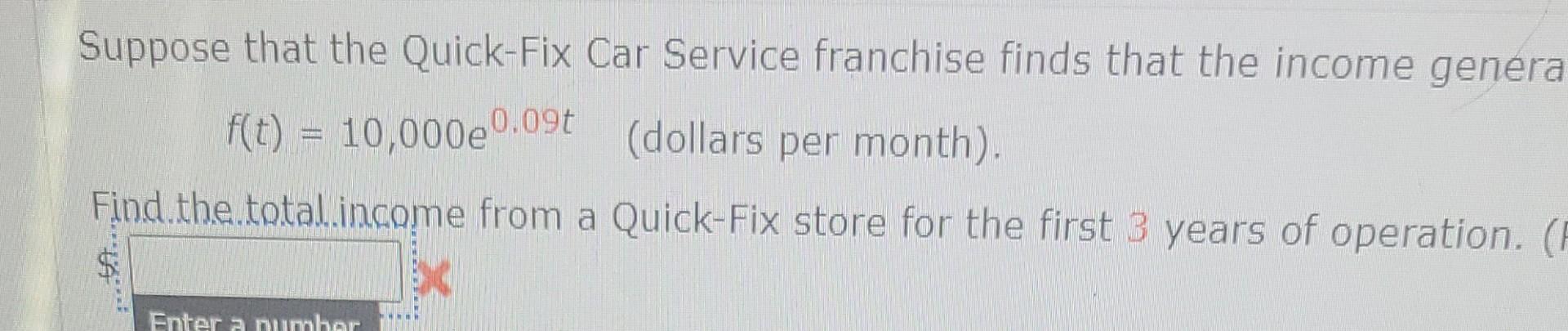 Solved Suppose that the Quick-Fix Car Service franchise | Chegg.com