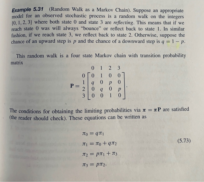 5.63 Let the stochastic process {Xn} be a random walk | Chegg.com