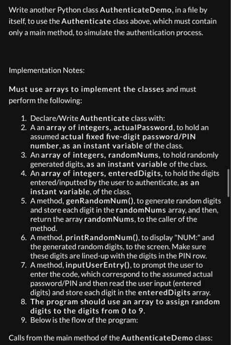 Solved Write A Python Class Named Authenticate In A File By