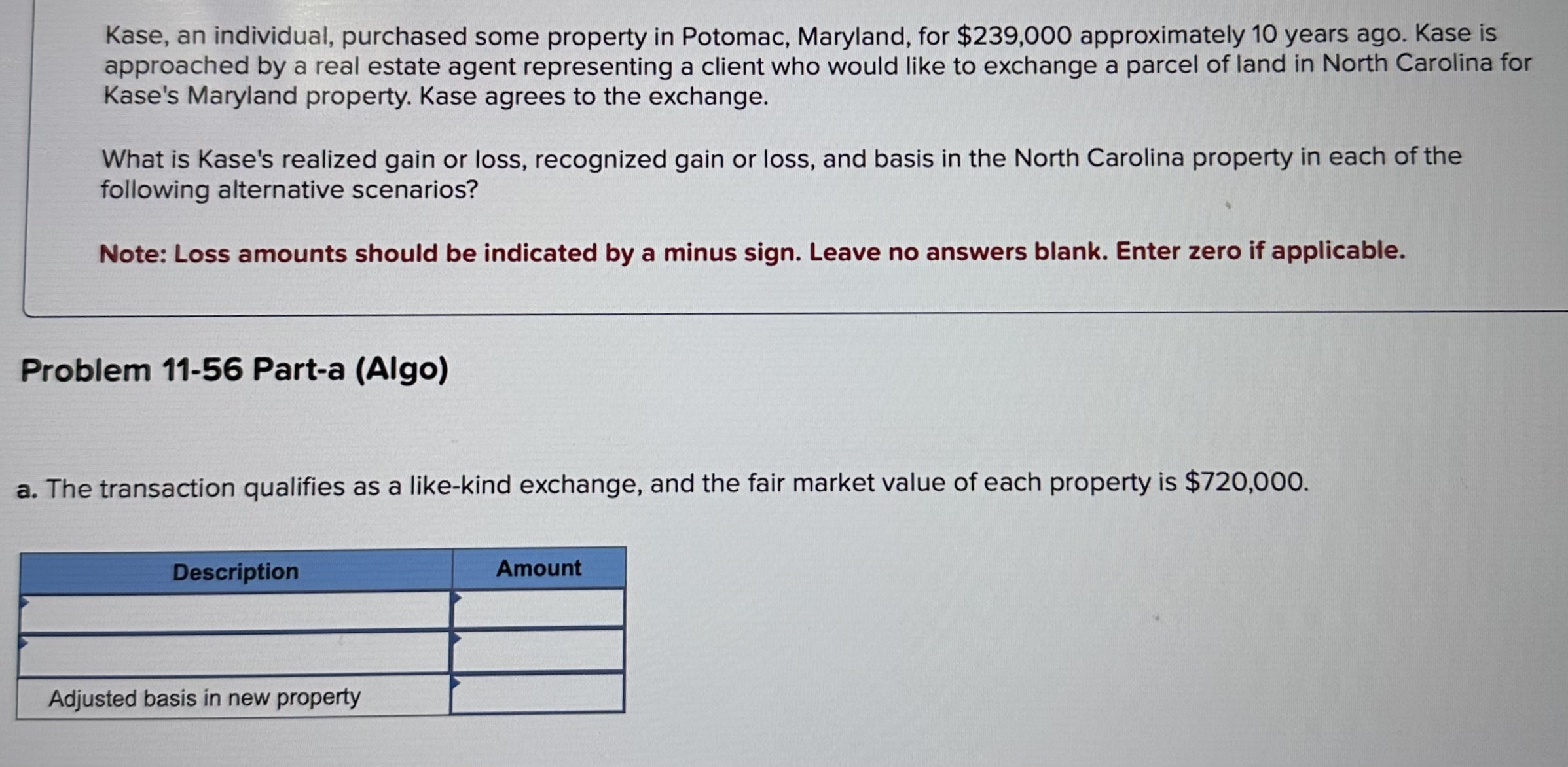 Solved Kase, an individual, purchased some property in | Chegg.com