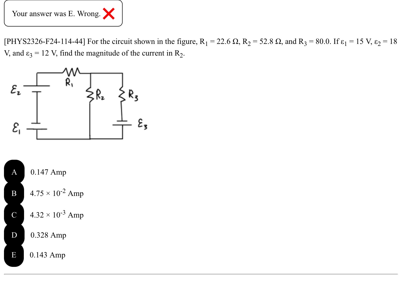 Solved [PHYS2326-F24-114-44] ﻿For the circuit shown in the | Chegg.com