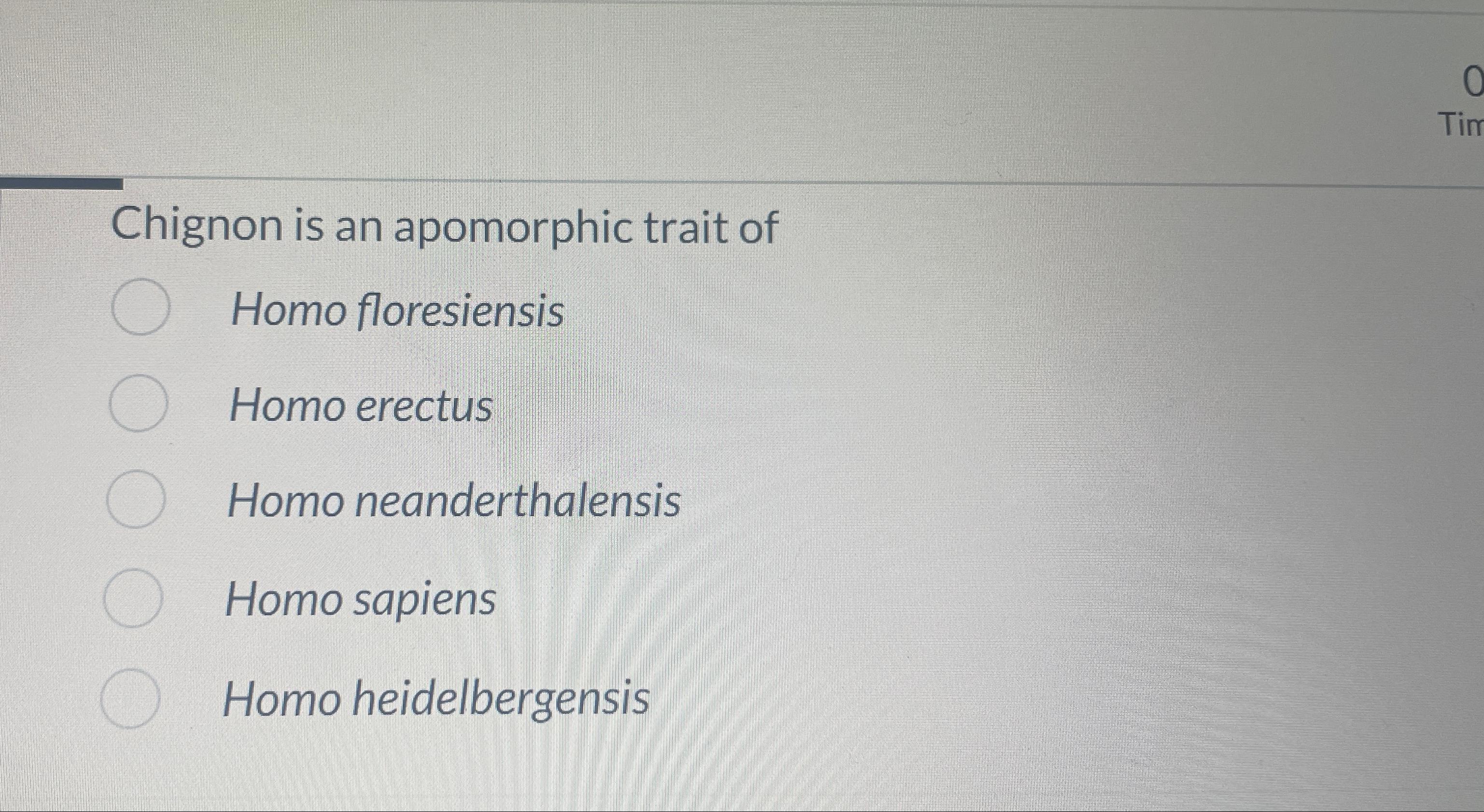 Solved Chignon is an apomorphic trait ofHomo | Chegg.com