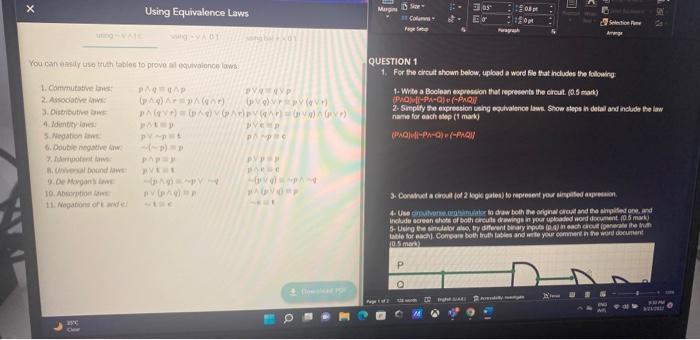 Solved ESTION 1 1. For the circuit shown below, upload a | Chegg.com