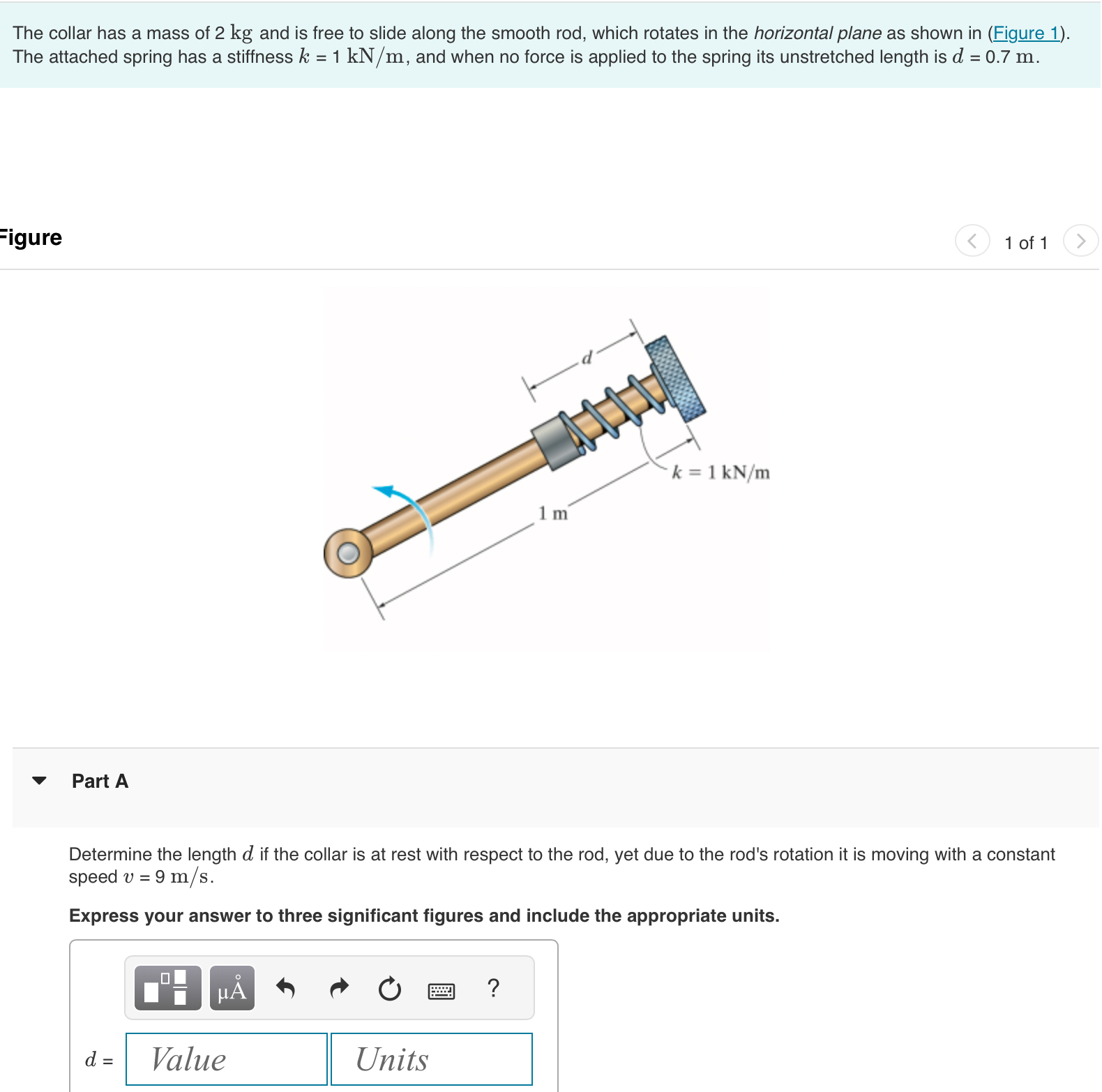 Solved The collar has a mass of 2kg and is free to slide | Chegg.com