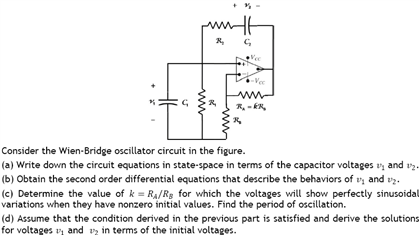 Solved Consider the Wien-Bridge oscillator circuit in the | Chegg.com