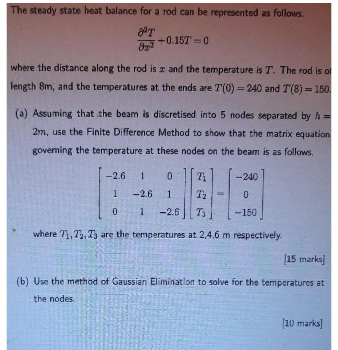 Solved The steady state heat balance for a rod can be | Chegg.com