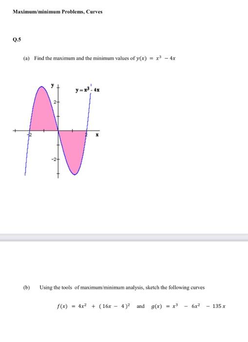 Solved Maximum/minimum Problems, Curves Q.5 (a) Find the | Chegg.com