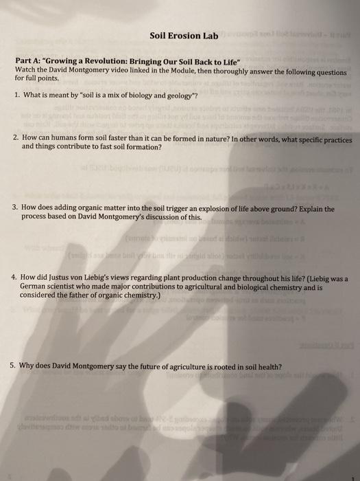 Solved Soil Erosion Lab Part A: "Growing a Revolution: | Chegg.com