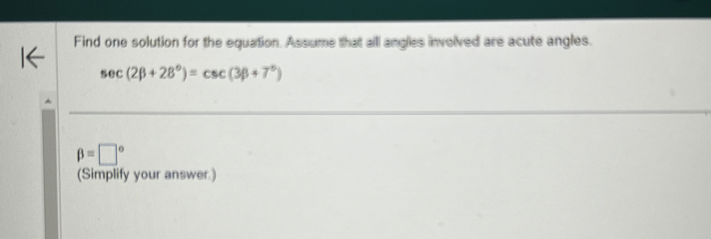 Solved Find one solution for the equation. Assume that all | Chegg.com